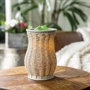 CANDLE WARMERS ETC. Illumination Fragrance Warmer- Light-Up Warmer for Warming Scented Candle Wax Melts and Tarts or to Freshen Room, Graywash Wicker