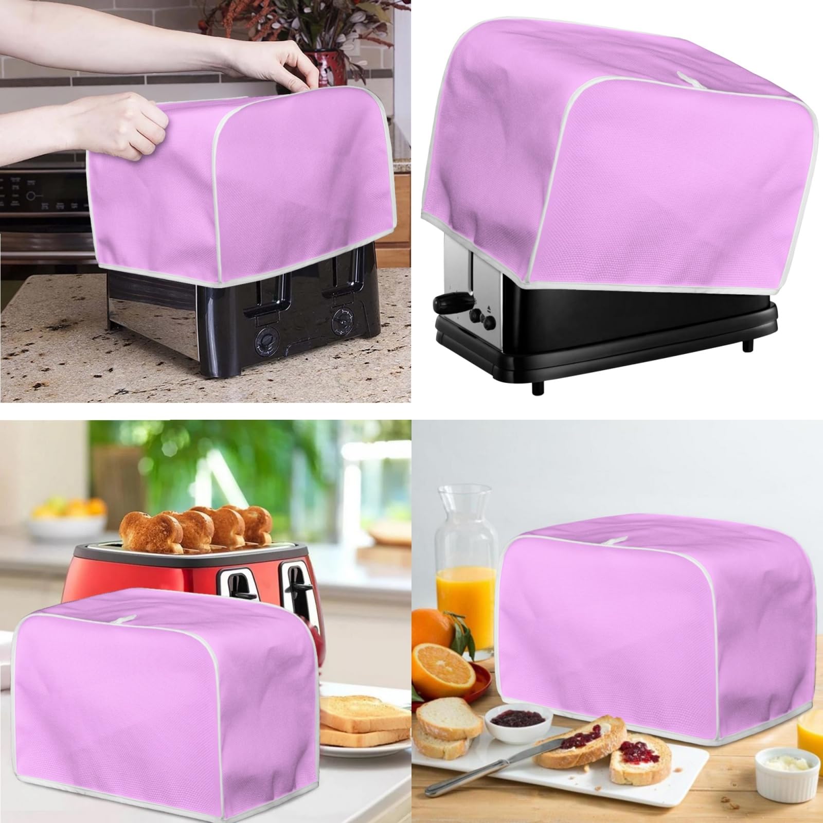 Jiueut Pink and Purple Toaster Cover 4 Slice Bread Toaster,Waterproof Stand Mixer Dustproof Cover Blender Covers Kitchen Small Appliance Cover Anti Fingerprint Protection