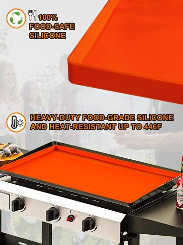 Artnice Silicone Griddle Mat for Blackstone Griddle, 36" Heavy Duty Food Grade Silicone Griddle Mat, All Season Cooking Protective Griddle Grill Cover, Blackstone accessories, Orange