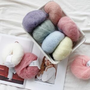 Yarn Ave Tynn Silk Mohair Lace Weight Yarn, 2 Balls 50 Grams/1.76oz Soft Fluffy Airy Silk Angora Wool Blended Yarn for Knitting&Crocheting Pullovers Cardigans Sweaters (#3535)