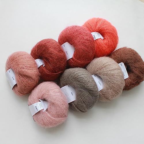 Yarn Ave Tynn Silk Mohair Lace Weight Yarn, 2 Balls 50 Grams/1.76oz Soft Fluffy Airy Silk Angora Wool Blended Yarn for Knitting&Crocheting Pullovers Cardigans Sweaters (#3535)