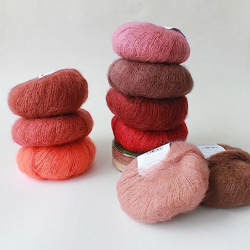 Yarn Ave Tynn Silk Mohair Lace Weight Yarn, 2 Balls 50 Grams/1.76oz Soft Fluffy Airy Silk Angora Wool Blended Yarn for Knitting&Crocheting Pullovers Cardigans Sweaters (#3535)