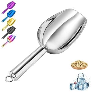 haizsijin metal ice scoop 3 oz, small stainless steel ice scooper for ice maker ice bucket kitchen freezer bar party wedding, multipurpose for popcorn scoop,flour scoop,dog food scoop (3oz-silver)