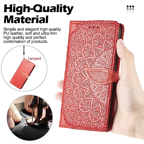 KKEIKO Case Compatible with Samsung Galaxy Note 10 Plus/Galaxy Note 10 Plus 5G, PU Leather Wallet Case for Women Men, Magnetic Flip Cover with Card Holder for Samsung Note 10 Plus, Red