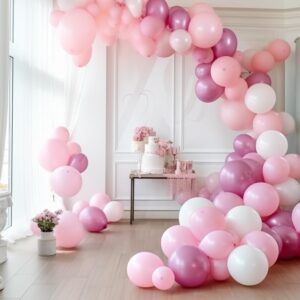 RUBFAC 70pcs Pastel Pink Latex Balloons, 10 Inch Helium Party Balloons, Latex Balloons for Balloon Garland Arch as Wedding, Birthday, Graduation, Baby Shower, Bridal Shower