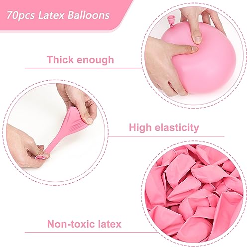 RUBFAC 70pcs Pastel Pink Latex Balloons, 10 Inch Helium Party Balloons, Latex Balloons for Balloon Garland Arch as Wedding, Birthday, Graduation, Baby Shower, Bridal Shower