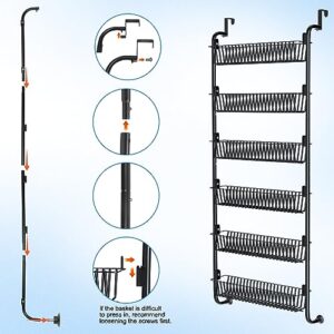 6-Tier Over the Door Pantry Organizer, Heavy-Duty Metal Pantry Door Organizers and Storage with 6 Adjustable Baskets, Pantry Spice Rack for Home, Kitchen