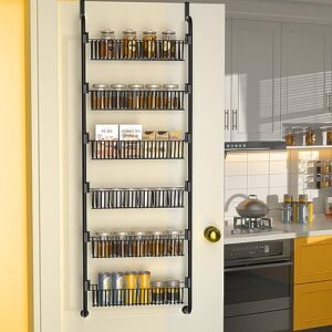 6-tier over the door pantry organizer, heavy-duty metal pantry door organizers and storage with 6 adjustable baskets, pantry spice rack for home, kitchen