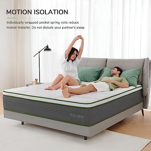 Novilla Full Mattress,12 Inch Gel Memory Foam Hybrid Mattress with Individually Pocket Springs, Breathable Mattresses Full for Cool Sleep,Motion Isolation & Pressure Relief, Medium Firm, vigour