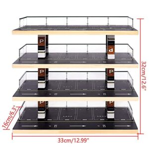 4-Tiers Garage Display Case 1/64 Car Garage Model Realistic Parking Lot Backdrop Display Scene Model Clear Parking Spaces