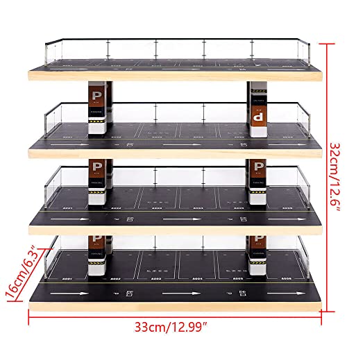 4-Tiers Garage Display Case 1/64 Car Garage Model Realistic Parking Lot Backdrop Display Scene Model Clear Parking Spaces