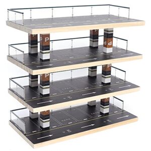 4-Tiers Garage Display Case 1/64 Car Garage Model Realistic Parking Lot Backdrop Display Scene Model Clear Parking Spaces