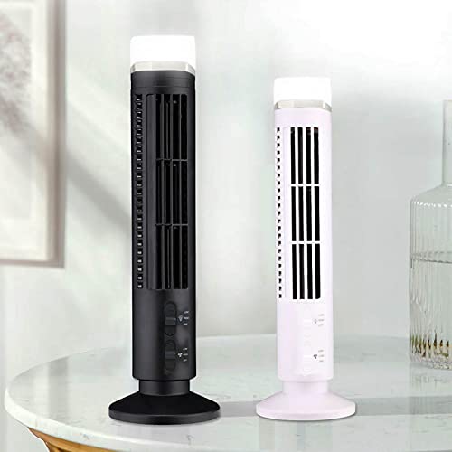 Hot6sl Tower Fan with LED Light, Portable Super Quiet USB Rechargeable Bladeless Fan, Bladeless Electric Tower Fan Mini Standing Floor Fans for Home Office Bedroom #