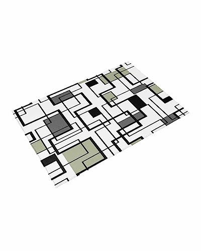 Sage Green Geometric Outdoor Rug for Patio/Deck/Porch, Non-Slip Large Area Rug 5 x 8 Ft, Black Gray Modern Abstract Art Indoor Outdoor Rugs Washable Area Rugs, Reversible Camping Rug Carpet Runner