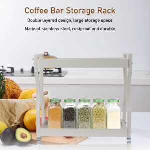 cabinet storage shelf rack, stainless steel counter shelf organizer dual later under sink organizer kitchen counter shelves easy installation cabinet shelf with handle (50cm /