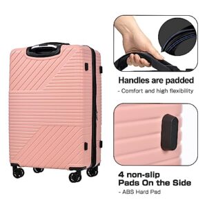 Merax Luggage Sets 3 Piece Suitcases Set ABS Expandable 8 Wheels Spinner Suitcase, TSA Lock Travel Luggage For Man And Women (Pink)