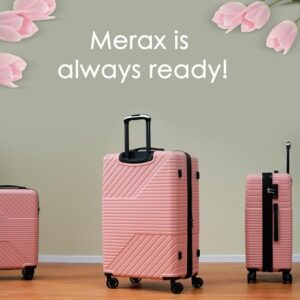 Merax Luggage Sets 3 Piece Suitcases Set ABS Expandable 8 Wheels Spinner Suitcase, TSA Lock Travel Luggage For Man And Women (Pink)