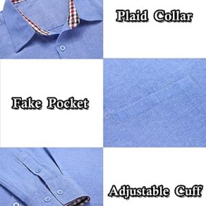 COOFANDY Men's Casual Button Down Shirt No Tuck Dress Shirt Long Sleeve Oxford Shirts Blue