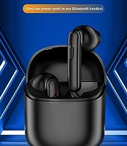 WesTch True Wireless Earbuds Bluetooth 5.3 Headphones Button Control with Wireless Charging Case IPX4 Waterproof Stereo Earphones Half in-Ear Built-in Mic Headsets (White)