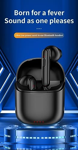 WesTch True Wireless Earbuds Bluetooth 5.3 Headphones Button Control with Wireless Charging Case IPX4 Waterproof Stereo Earphones Half in-Ear Built-in Mic Headsets (White)