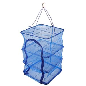 joinpaya foldable fish cage plants foldable basket plants outdoor folding fish hanging net hanging mesh bag fish drying rack hanging nylon multi-layer net vegetable hanging cage blue