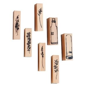 coheali 7pcs pocket decorative stamp stencils for crafts alphabet stamps antique decor making diy making rubber for art crafts wooden seal planner stamp craft diary stamp account vase