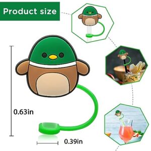 16Pcs Animal Straw Tips Cover Cap Reusable Silicone Straw Toppers Drinking Straw Tips Lids for 6-8 mm Cute Straws Plugs (Straw Not Included)