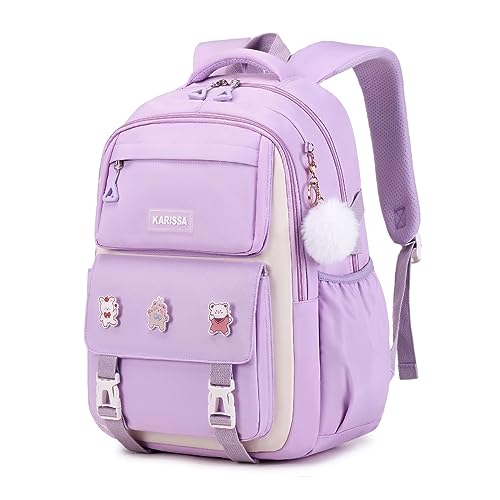 PIG PIG GIRL Girls Backpack,Kids Backpack for Girls with Anti-theft Back Pocket Lightweight School Backpack Watrer Resistant Bookbag for Elementary Primary School,Purple