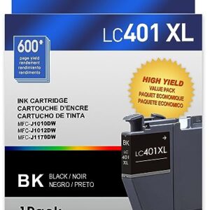 Black LC401XL Ink Cartridges for Brother Printer for Brother Ink Cartridges LC401 Black Brother LC401 Ink Cartridges Work with Brother MFC-J1010DW Ink Cartridges MFC-J1012DW MFC-J1170DW