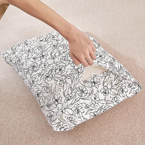 ECOCOTT 2 Pack Pillowcase Standard Size with White & Black Floral Pillow Cases Set, 100% Cotton Standard Pillow Covers Envelope Closure (Standard, 20"x26")