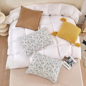 ECOCOTT 2 Pack Pillowcase Standard Size with White & Black Floral Pillow Cases Set, 100% Cotton Standard Pillow Covers Envelope Closure (Standard, 20"x26")