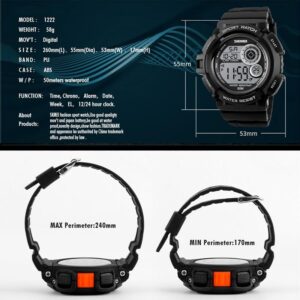 FANMIS Mens Military Multifunction Digital LED Watch Electronic Waterproof Alarm Quartz Sports Watch (U Black)