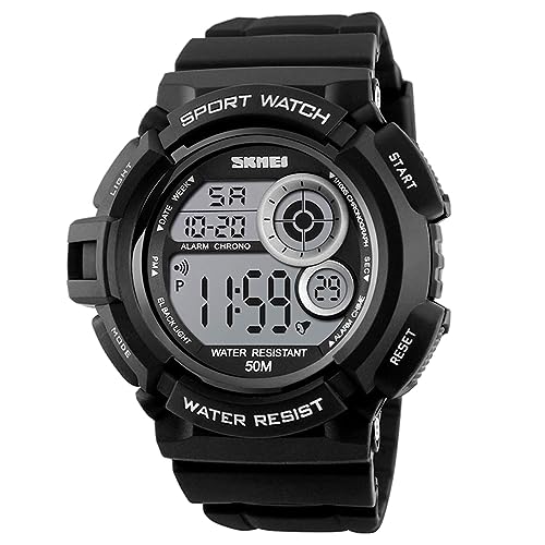 FANMIS Mens Military Multifunction Digital LED Watch Electronic Waterproof Alarm Quartz Sports Watch (U Black)