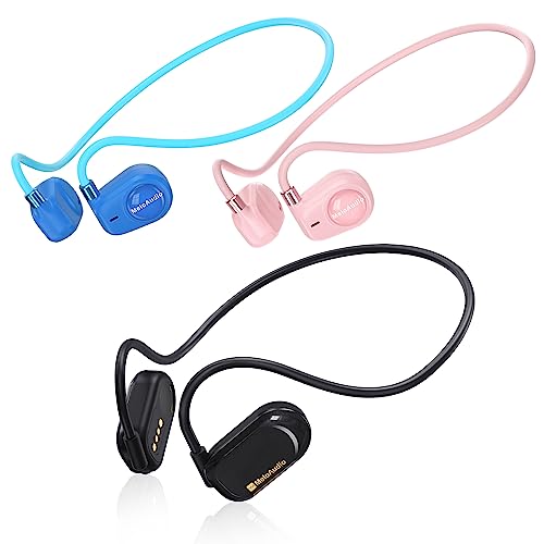 MeloAudio Open-Ear Headphones Bluetooth Earbuds 3 Pack for Adult and Kids, Running Headphones with Noise Cancellation Mic, Bass Up, Waterproof, Secure Fit, Super Lightweight Wireless Headphones