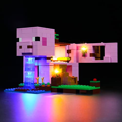 Hilighting Upgraded Light Kit for Lego Minecraft The Pig House Building Set, Compatible with Lego 21170 (Model Not Included)