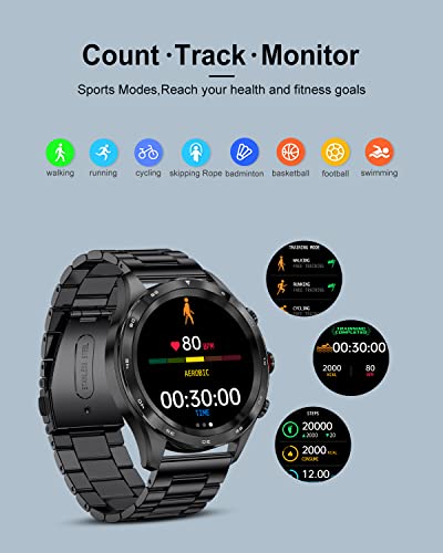 LIGE Smart Watch for Men(Answer/Make Calls), 1.32" Fitness Tracker with Heart Rate Sleep SpO2 Monitor,IP67 Waterproof,Activity Trackers and Smartwatches for iOS and Android Phones(All Black)