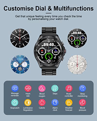 LIGE Smart Watch for Men(Answer/Make Calls), 1.32" Fitness Tracker with Heart Rate Sleep SpO2 Monitor,IP67 Waterproof,Activity Trackers and Smartwatches for iOS and Android Phones(All Black)