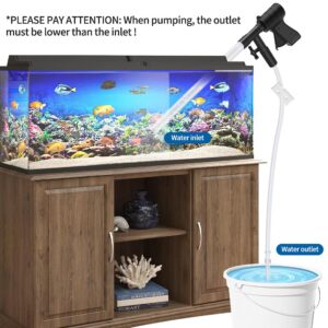 Aquariun Gravel Cleaner, Quick Water Changer, Gravel Vacuum for Aquarium,with Air-Pressing Button，Fish Tank Vacuum Gravel Cleaner Kit for Water Changing Sand Washing with Fish Tank Cleaning Brush