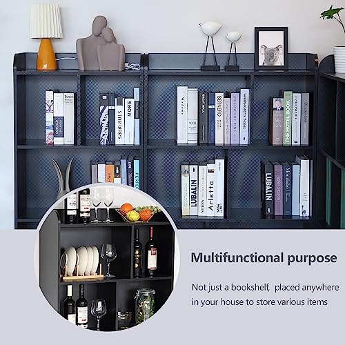 COMUHOME 3-Tier Book Shelf with Back Panel, Stability and Durable 5 Cube Bookcase,Multifunctional Cube Storage Organizer for Bedroom,Living Room,Office,Closet,School in Black with 23.62''W