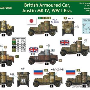 Master Box MB72008 1/72 British Austin Mk.4 Armored Car with Hotchkiss Machine Gun Plastic Model