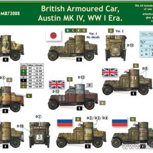 Master Box MB72008 1/72 British Austin Mk.4 Armored Car with Hotchkiss Machine Gun Plastic Model