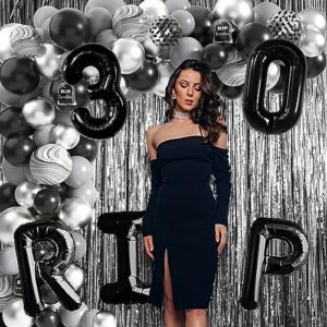 Death to My 20s Balloon Garland Arch 30th Birthday Party Decoration 122Pcs, Rip to My 20s Birthday Decoration with 30 RIP Foil and Latex Balloon Funeral for My Youth Party Supplies (30th-01)