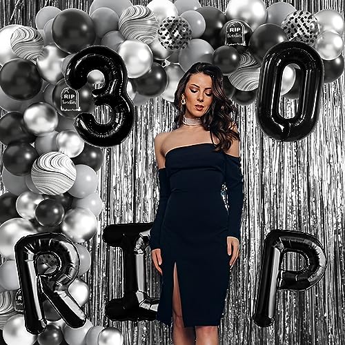 Death to My 20s Balloon Garland Arch 30th Birthday Party Decoration 122Pcs, Rip to My 20s Birthday Decoration with 30 RIP Foil and Latex Balloon Funeral for My Youth Party Supplies (30th-01)