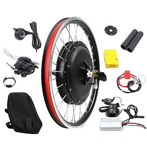 Qiucenmium Electric Bike Conversion Kit 20" 48V 1000W, Front/Rear Wheel E-Bike Conversion Kit with Powerful Controller and Thumb Throttle, Ebike Wheel Kit Cycling Hub Conversion Kit for Adults