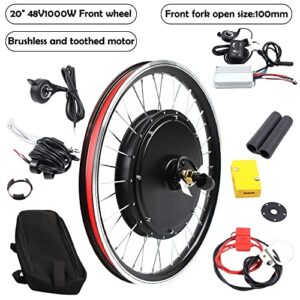 Qiucenmium Electric Bike Conversion Kit 20" 48V 1000W, Front/Rear Wheel E-Bike Conversion Kit with Powerful Controller and Thumb Throttle, Ebike Wheel Kit Cycling Hub Conversion Kit for Adults