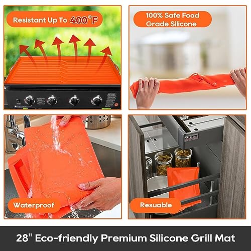 28 Inch Silicone Griddle Mat for Blackstone,Food Grade Griddle Buddy Mat for Blackstone Griddles Grill Outdoor,400°F Heat Resistant/Reusable/Easy to Clean, All Seasaon Cooking Protective