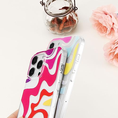 Aitipy Compatible iPhone 14 Pro Max Case, Cute Fashion Painted Curly Water Ripple Pattern, Soft TPU Protective Case, Light and Slim, Easy to Carry with You, Suitable for Women and Girls-Rose Red