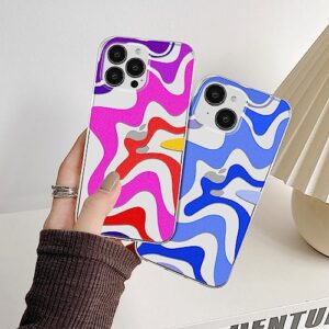 Aitipy Compatible iPhone 14 Pro Max Case, Cute Fashion Painted Curly Water Ripple Pattern, Soft TPU Protective Case, Light and Slim, Easy to Carry with You, Suitable for Women and Girls-Rose Red