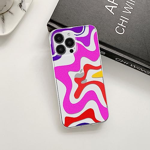 Aitipy Compatible iPhone 14 Pro Max Case, Cute Fashion Painted Curly Water Ripple Pattern, Soft TPU Protective Case, Light and Slim, Easy to Carry with You, Suitable for Women and Girls-Rose Red