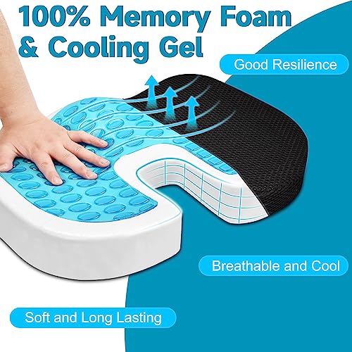 CODN Gel Chair Cushions for All-Day Sitting, Non-Slip Memory Foam Seat Cushion, Coccyx Tailbone and Sciatica Pain Relief Cushion, Chair Pad for Office Chairs, Desk Chair, Wheelchair